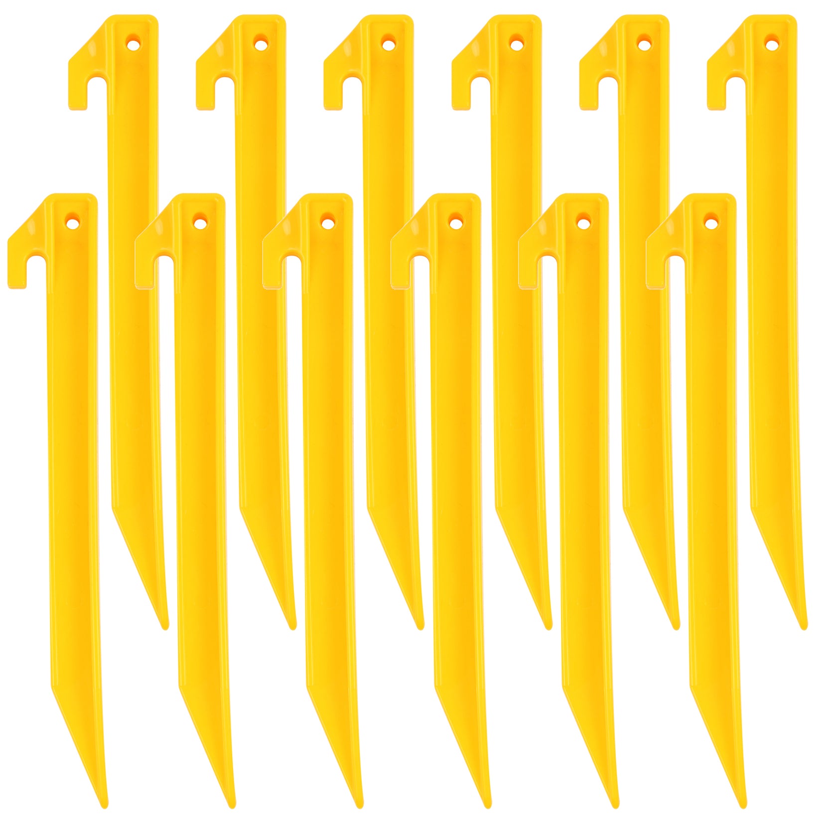 12 Pack Tent Stakes - 9 Inch Plastic Spikes Yellow - Camping Tents Tar ...