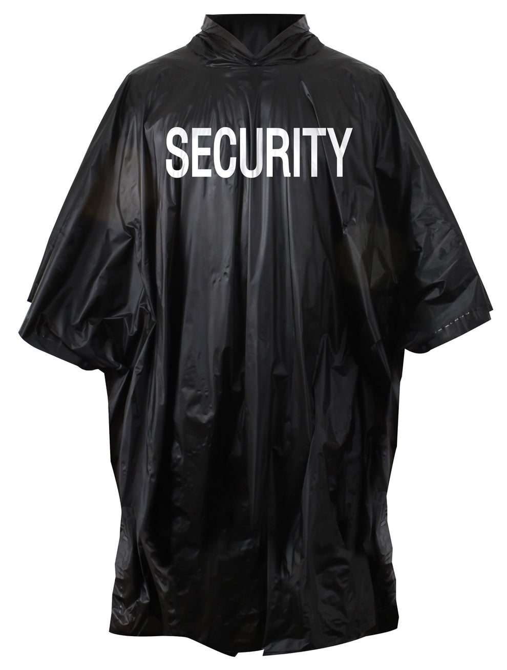 Black SECURITY Rain Poncho Coat Vinyl Hooded Waterproof Outdoor Weathe ...