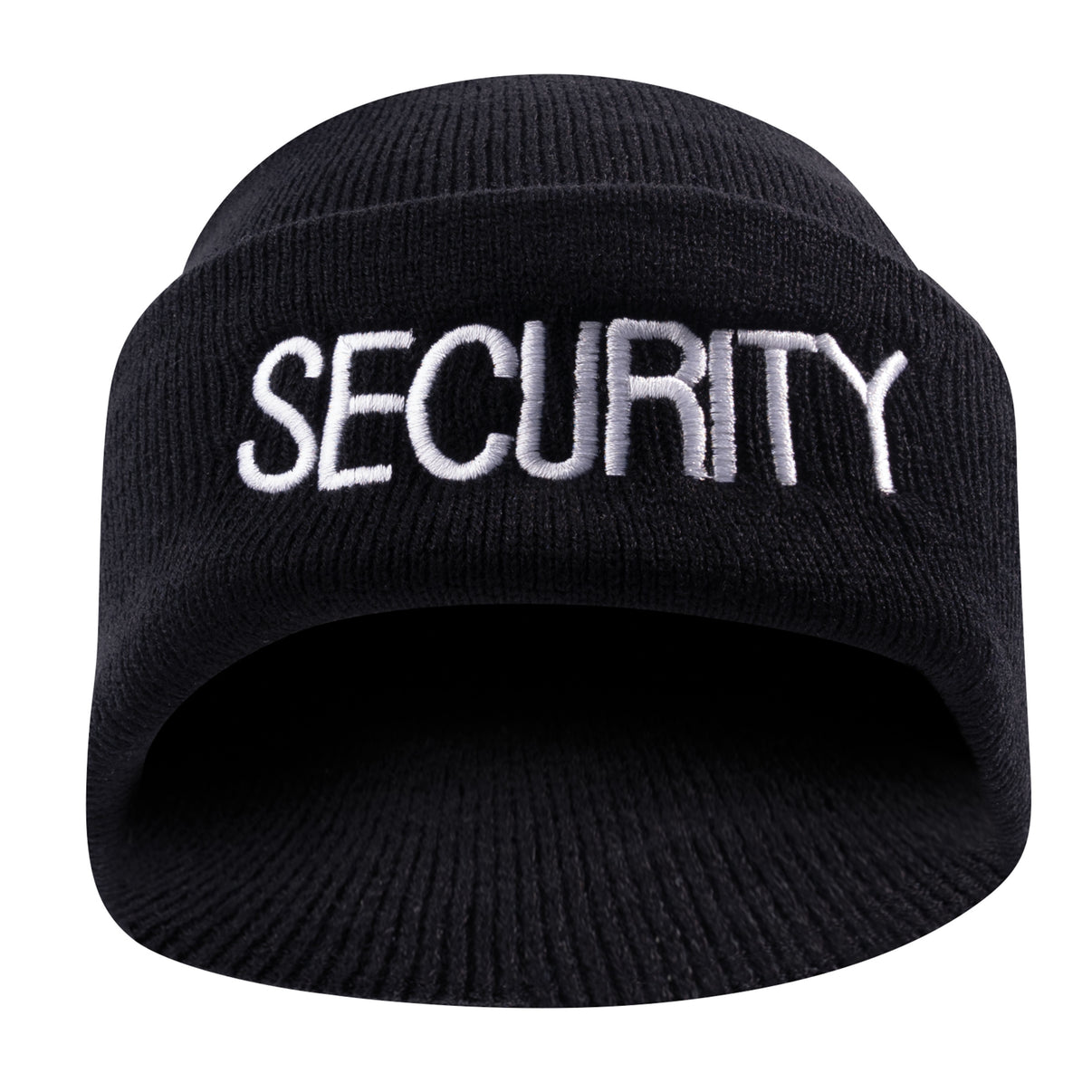 Black SECURITY Watch Cap Ski Hat - White Embroidered Winter Hat 100% A ...