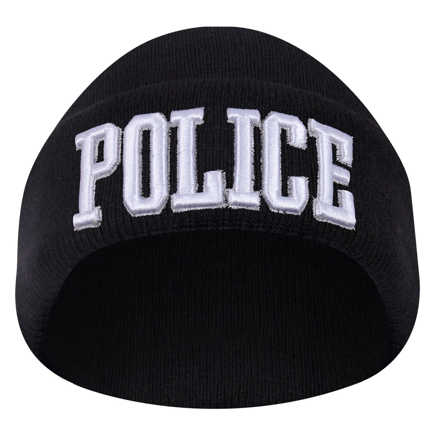 Black POLICE Watch Cap Ski Hat - Deluxe 3D Raised White Embroidered Wi ...