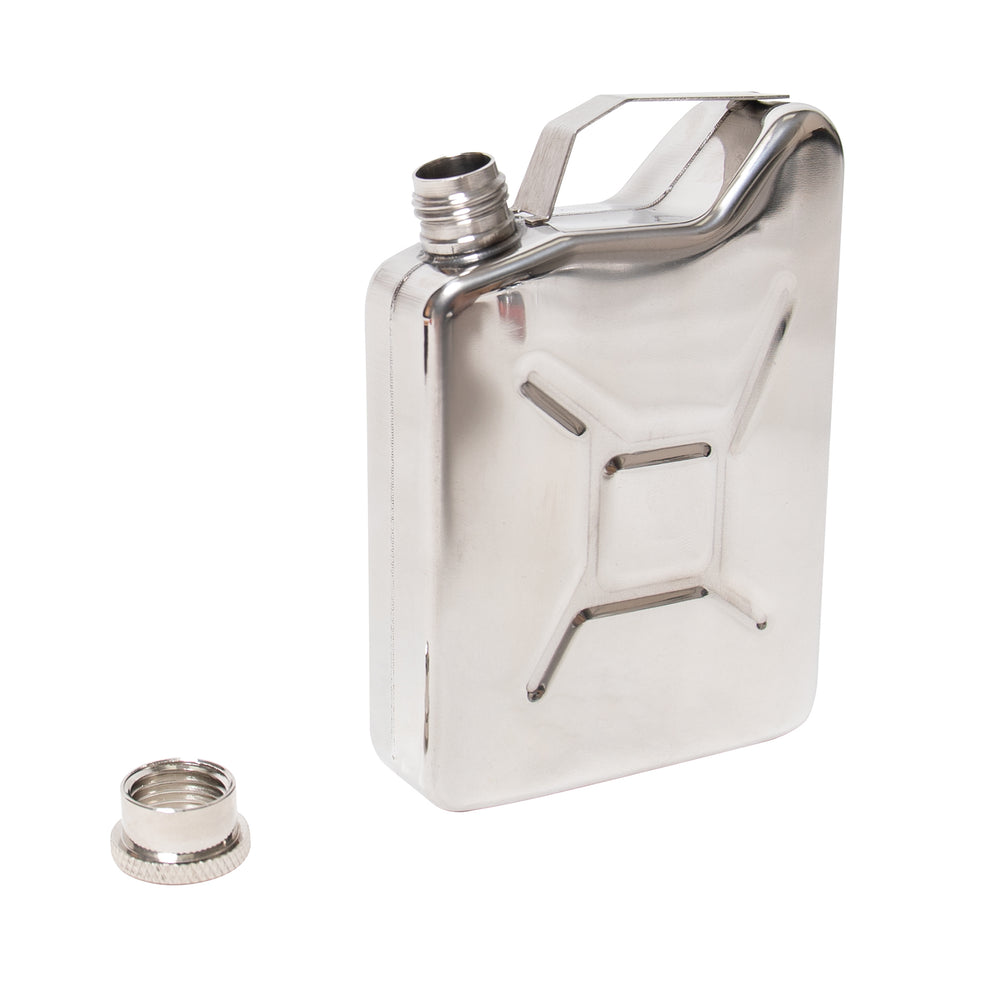 Stainless Steel Jerry Can Flask - 6oz Silver Metallic G.I. Gas Can Fla ...
