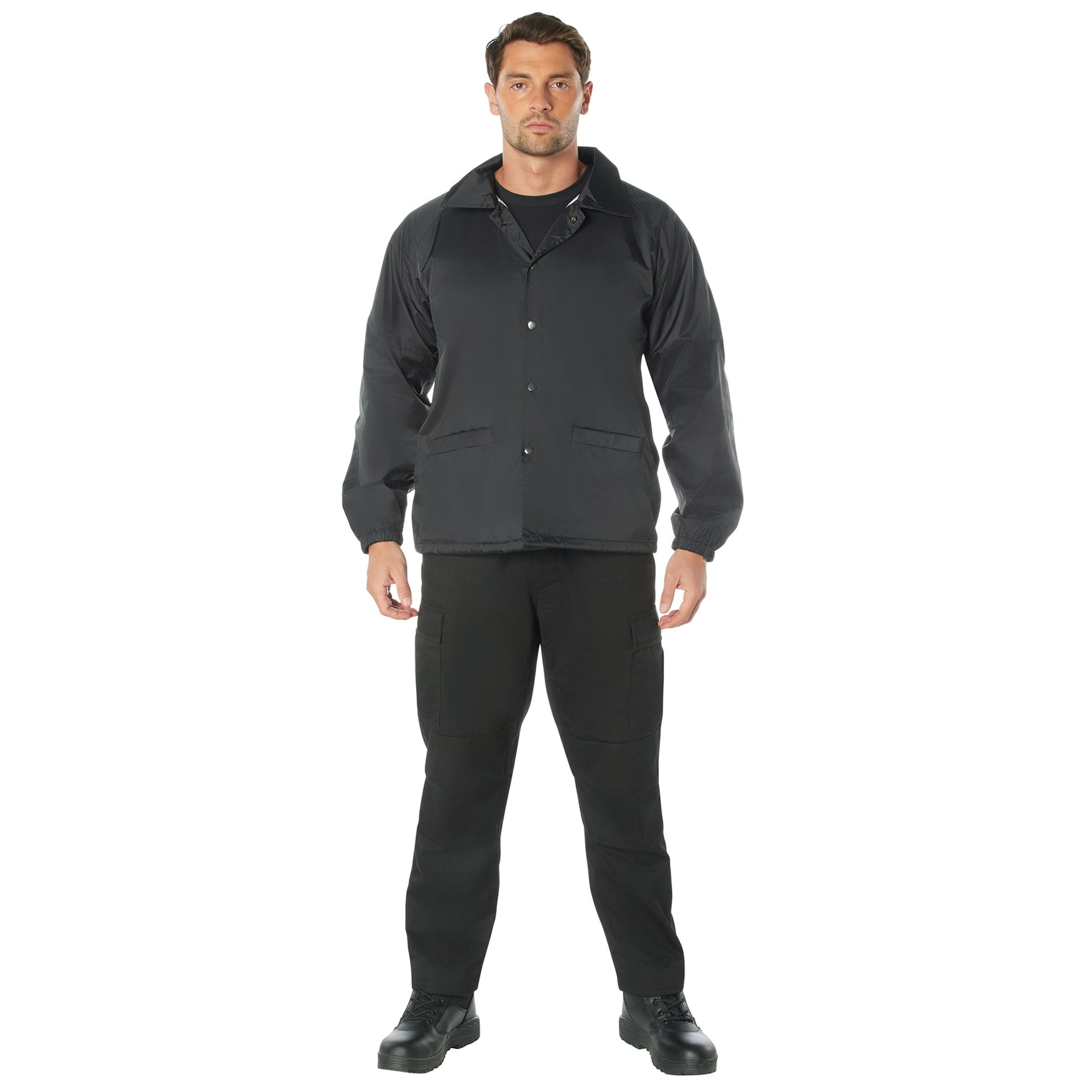 Black Security Coaches Coat - Security Fleece Lined Nylon Jacket ...