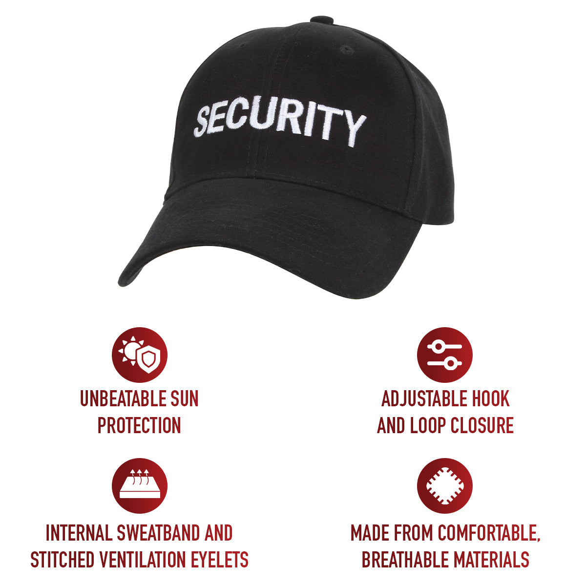 "Security" Cap - Black - With White Or Gold Embroidery Low Profile Bas ...