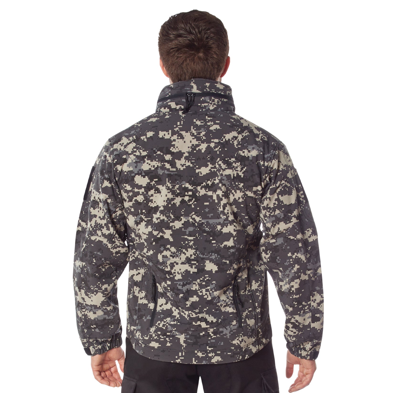 Black & Gray Subdued Urban Digital Special Ops Softshell Tactical Jack ...