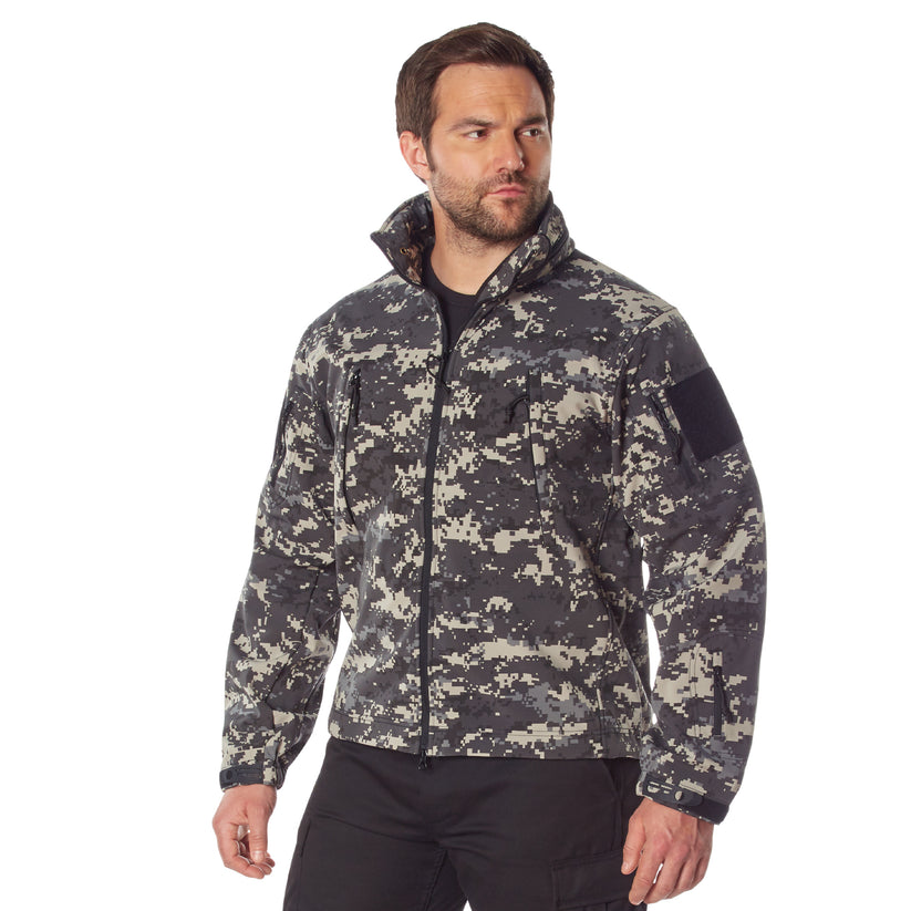 Black & Gray Subdued Urban Digital Special Ops Softshell Tactical Jack ...