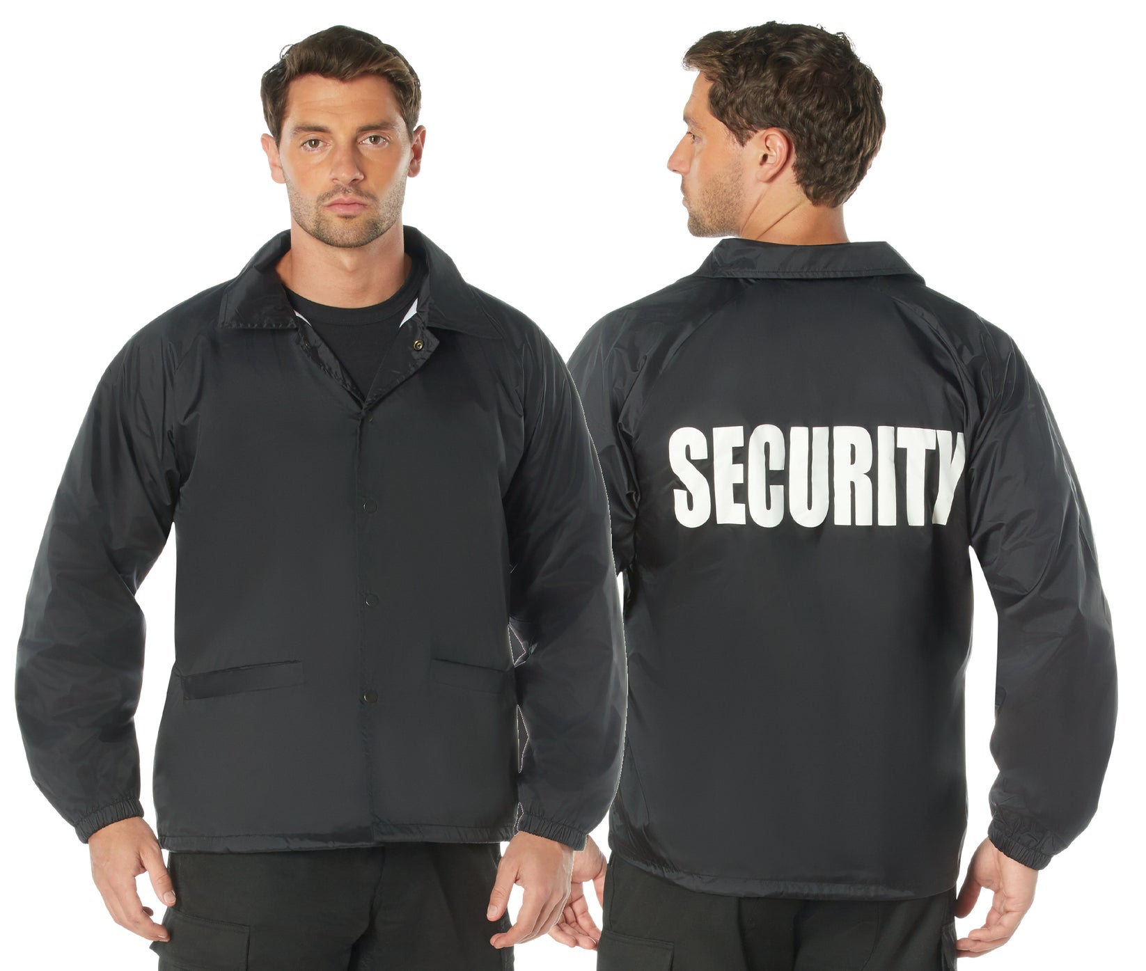 Black Security Coaches Coat - Security Fleece Lined Nylon Jacket ...
