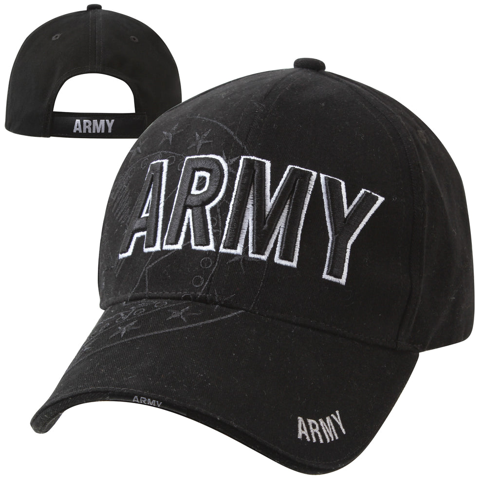 Black United States Army Hat Deluxe Low Profile US Army Shadow Basebal ...