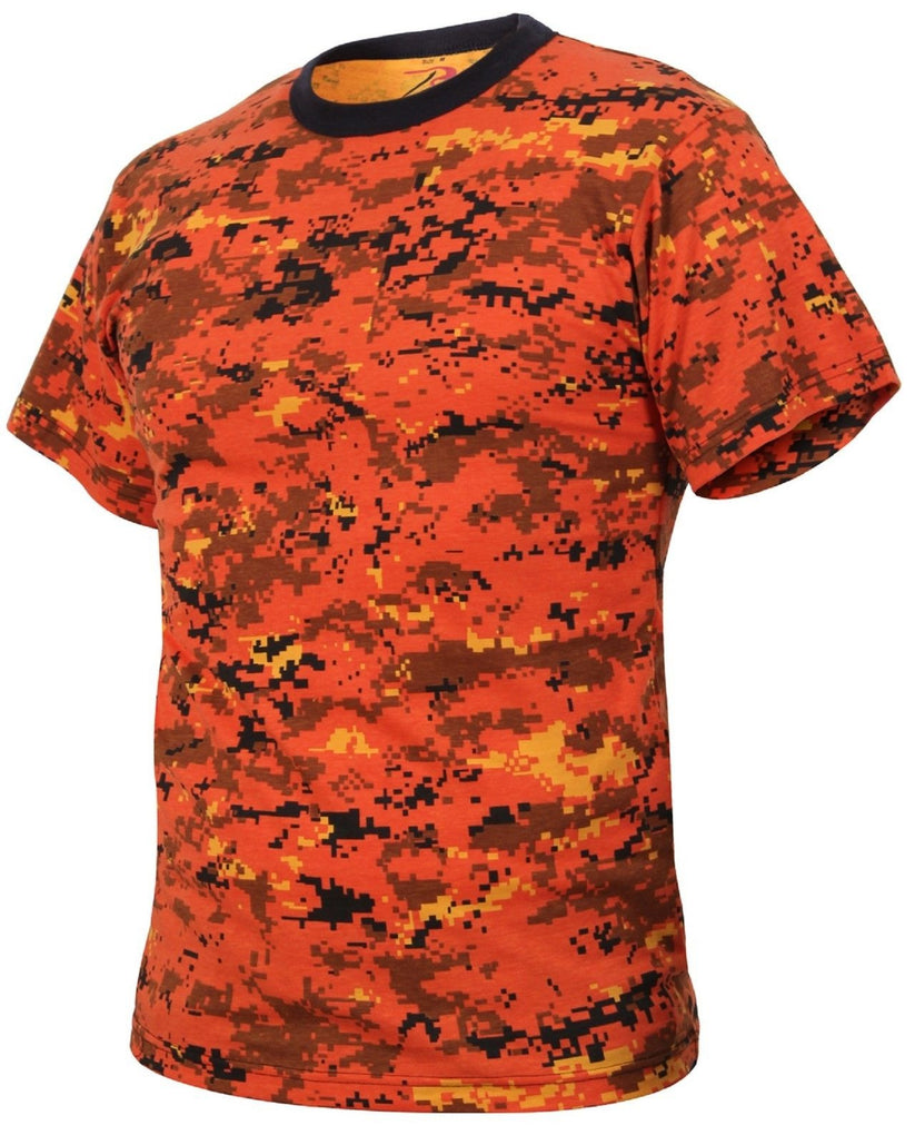 Orange & Black Digital Camouflage T-Shirt - Rothco Soft Cotton Digi Ca ...