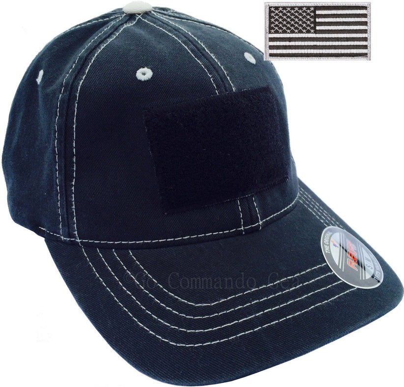 Men's Grunt Force Stitch Tactical Cap - Fitted Velcro Area Hat with Pa