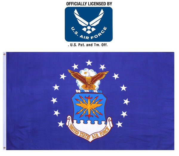 United States Air Force Polyester Flag - 5' USAF Licensed Hanging Flag ...