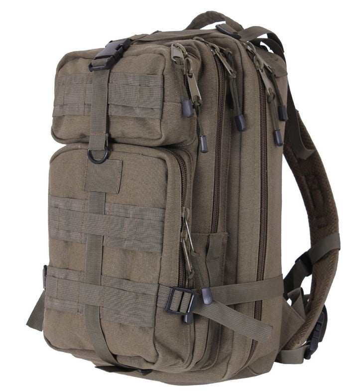 Rothco Tacti-Canvas Go Pack Black or OD MOLLE Tactical Canvas Backpack ...