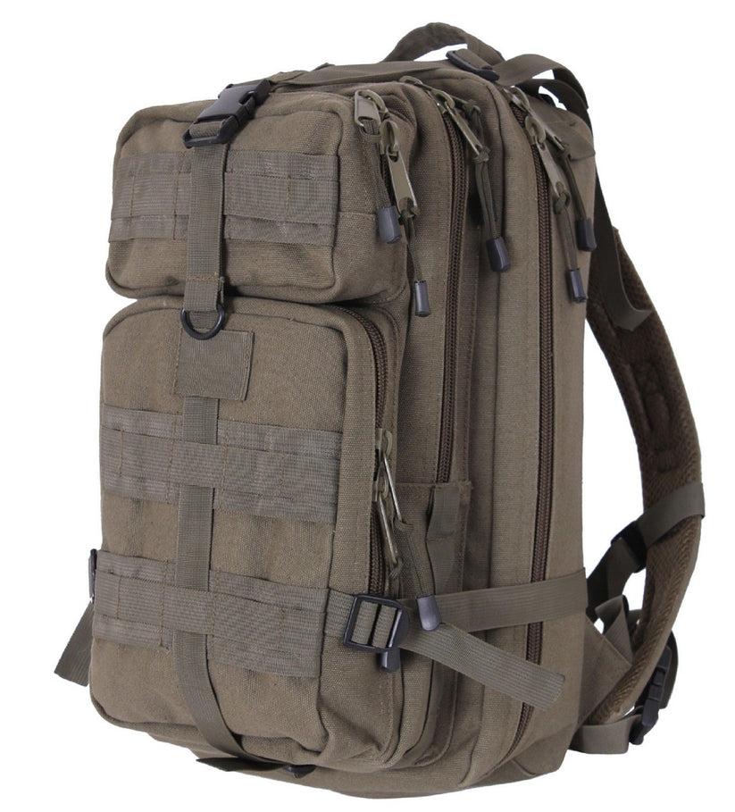 Rothco Tacti-Canvas Go Pack Black or OD MOLLE Tactical Canvas Backpack ...