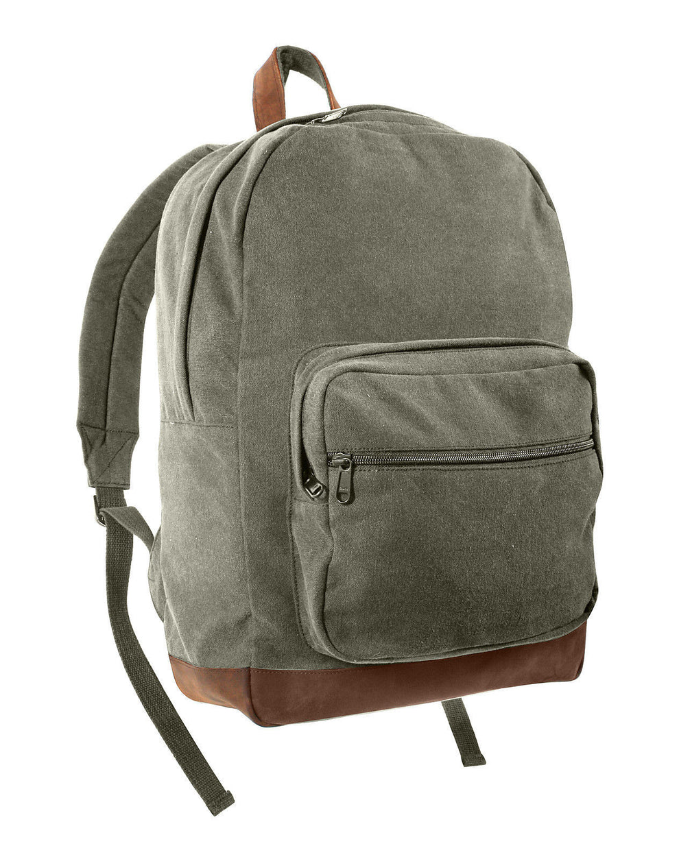 Vintage Canvas Backpack w/ Accented Leather - Teardrop Bookbag Knapsac ...