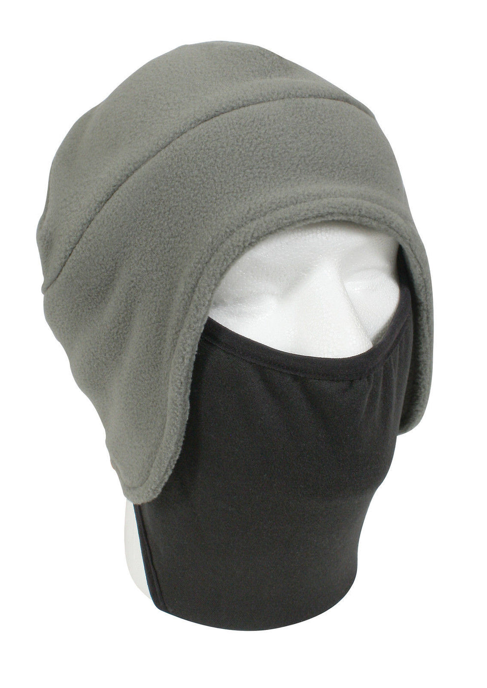 Convertible Winter Cap Hat w/ Facemask Black Fleece Cold Head & Face M ...