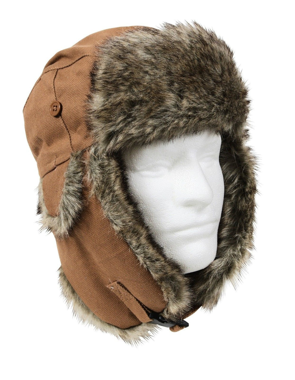 Winter Fur Flyers Hat w/ Earflaps Warm Camo Plaid Cold Weather Cap Hat ...